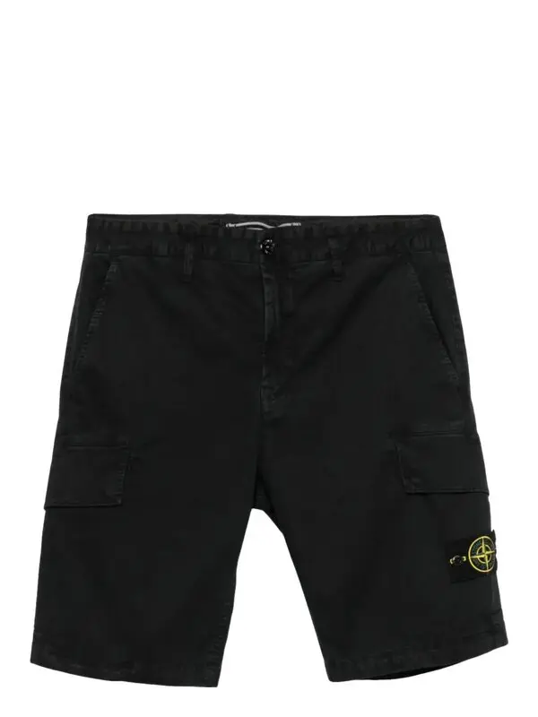 Stone Island Belt Loops Patch Pocket Shorts - Black
