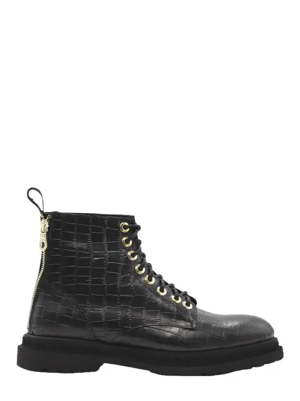 GIULIANO GALIANO Leather Lace-up Combat Boots - Black
