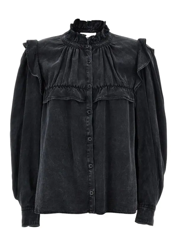 Isabel Marant Étoile Idety" Ruffled Denim Shirt - Black