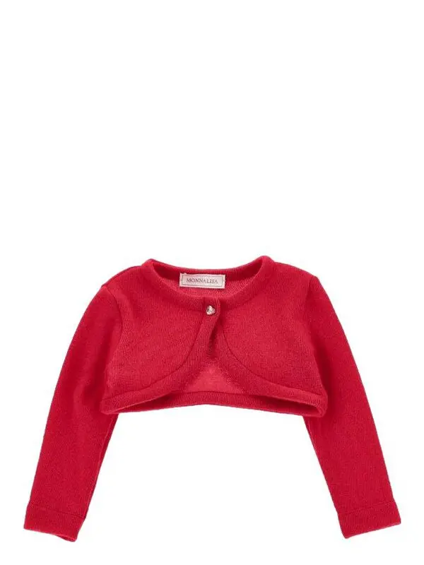 Monnalisa Cropped Cardigan With Button Detail - Rosso