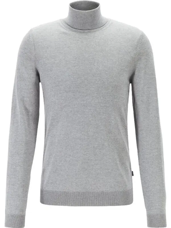 Hugo Boss Grey High-neck Knitted Pullover - Gray