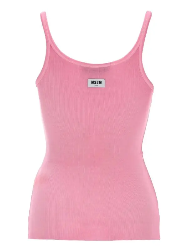 MSGM Ribbed Logo Tank Top - Pink