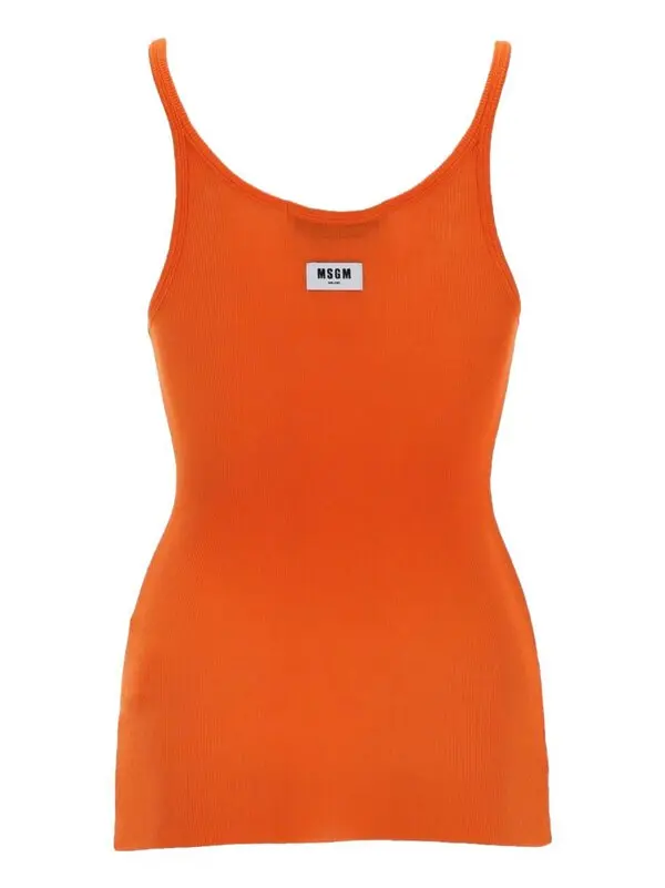 MSGM Ribbed Logo Tank Top - Orange