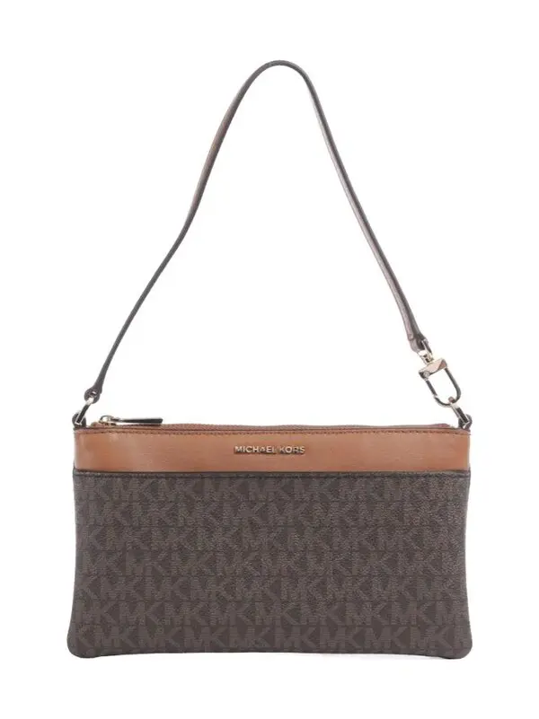 Michael Kors Jet Set Medium Signature Logo Wristlet Clutch Bag - Black