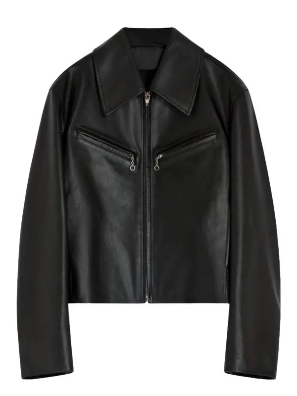 LEMAIRE Boxy Leather Blouson Jacket - Brown