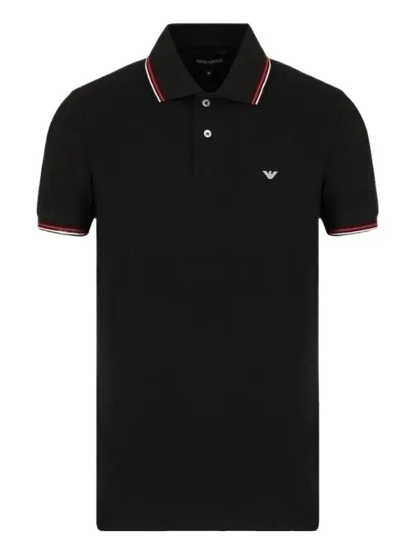 Emporio Armani Logo Detailed Short-sleeved Polo Shirt - Black