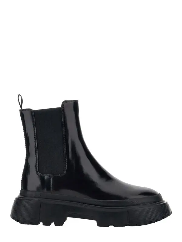 Hogan Round Toe Ankle Boots - Black