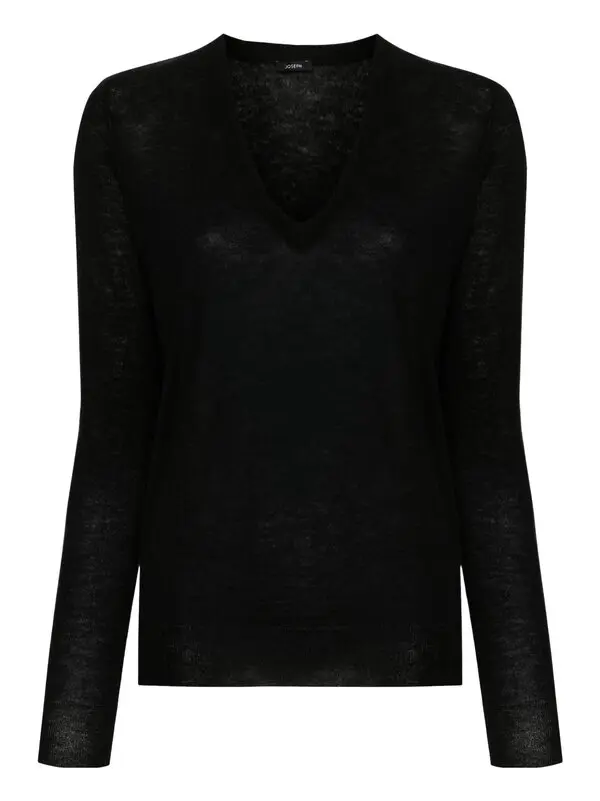JOSEPH Cashair V-neck Jumper - Black