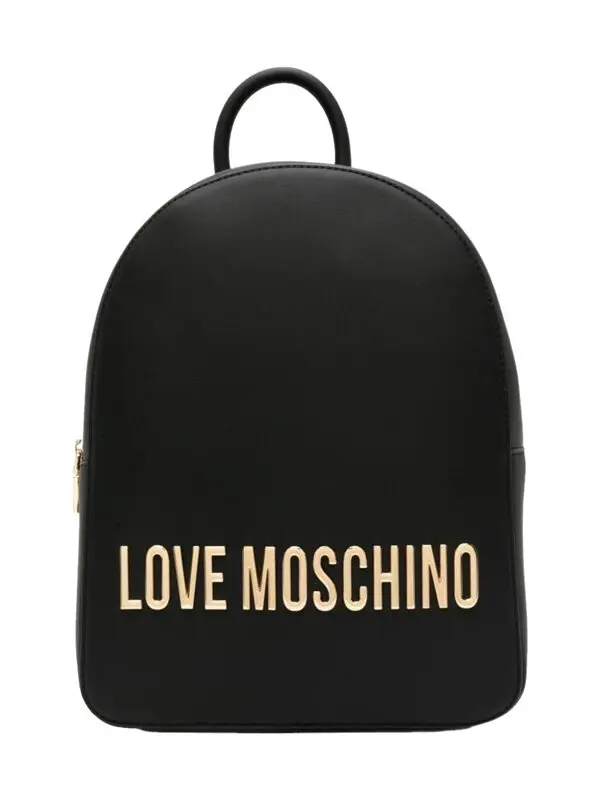 Moschino Logo Lettering Zipped Backpack - Black