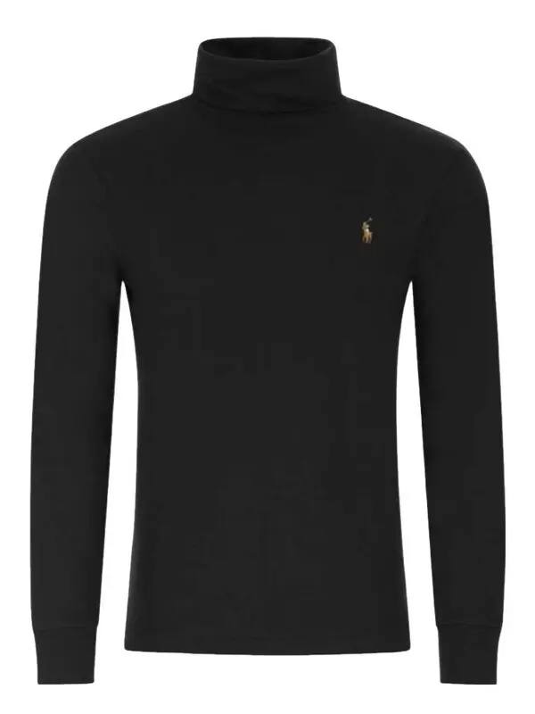 Polo Ralph Lauren Logo Embroidered Turtleneck Jumper - Black
