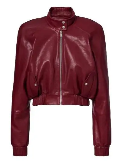 Magda Butrym Cropped Leather Jacket - Red