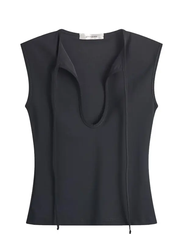 Gimaguas Sleeveless Top With Tie Closure - Black