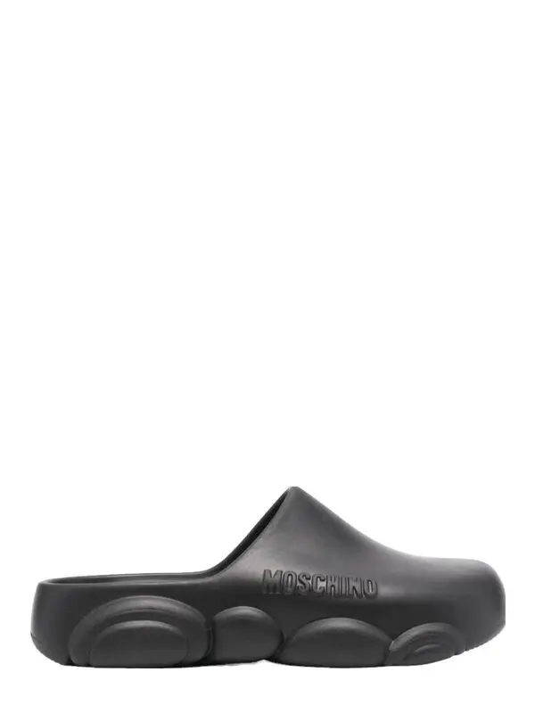 Moschino Embossed Slip-on Mules - Black
