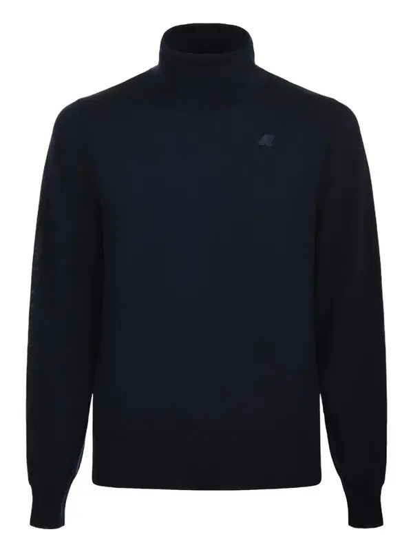 K-WAY Turtleneck Wool Knitwear" Fine Knit, Long Sleeve, Ribbed Details - Black