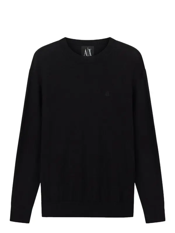 Armani Exchange Logo Embroidered Crewneck Sweater - Black