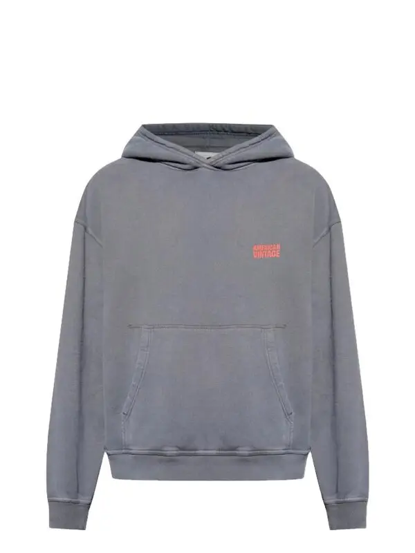 American Vintage Plizzy Hoodie With Graphic Print - Gray