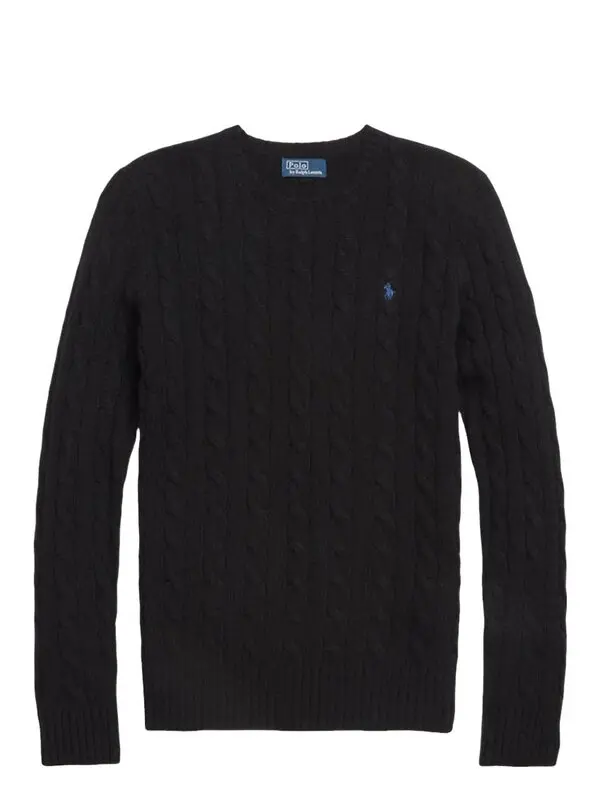 Polo Ralph Lauren Embroidered Cable-knit Jumper - Black