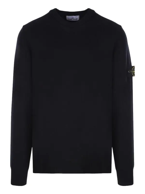 Stone Island Compass Patch Crewneck Jumper - Black