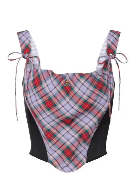 VIVIENNE WESTWOOD Puppy Tartan Linen And Mesh Bustier Top - Multicolor