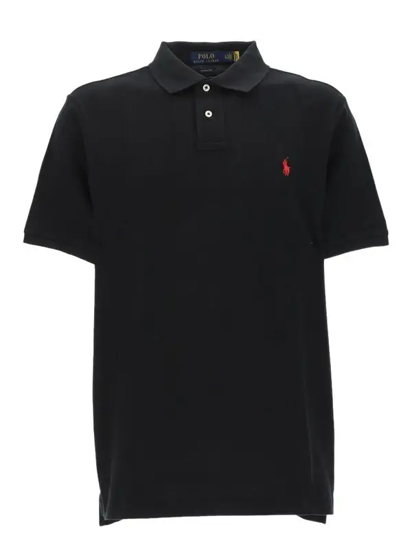 Polo Ralph Lauren Logo Embroidered Short-sleeved Polo Shirt - Black