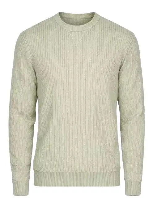 Hugo Boss Crew Neck Long Sleeve Sweater With Ribbed Details - Nude