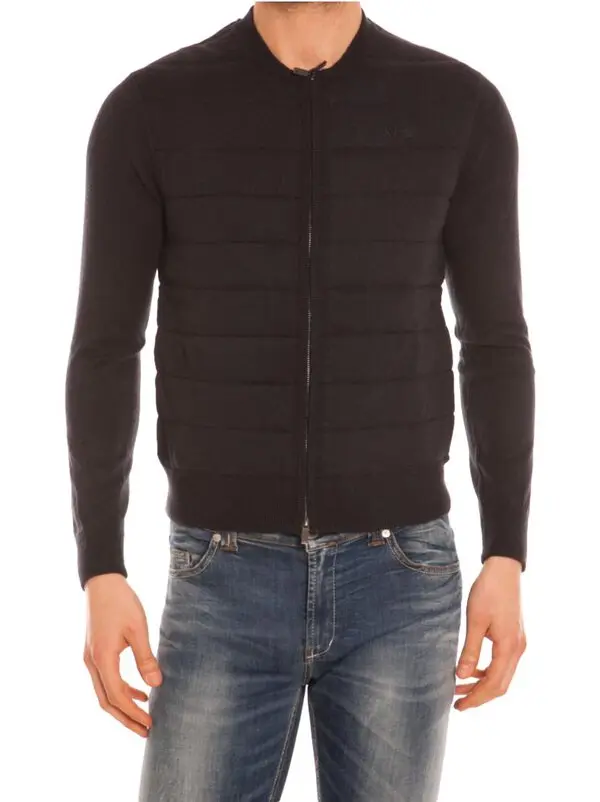 Emporio Armani Long Sleeve Casual Jacket With Zip Closure - Black