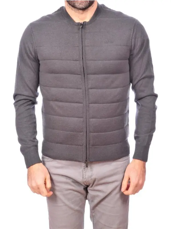 Emporio Armani Quilted Knit Bomber Jacket - Gray