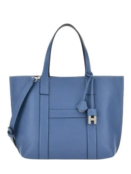 Hogan Logo Embossed Top Handle Bag - Light Blue