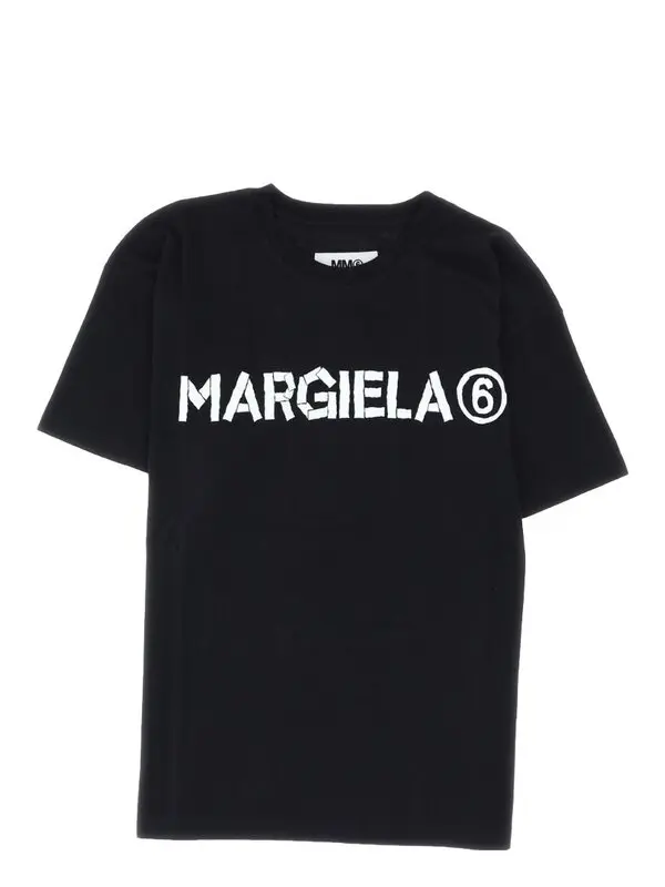 MAISON MARGIELA Short Sleeve T-shirt With Logo Print - Black