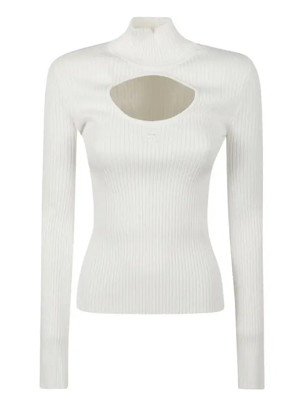 COURREGES Roll Neck Cut Out Jumper - White
