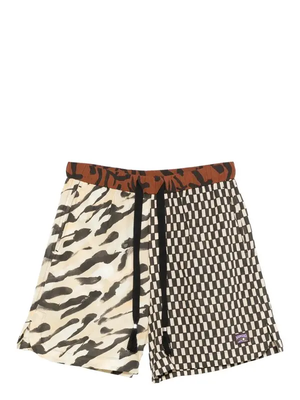 Nanushka Geometric And Animal Print Shorts - Nude