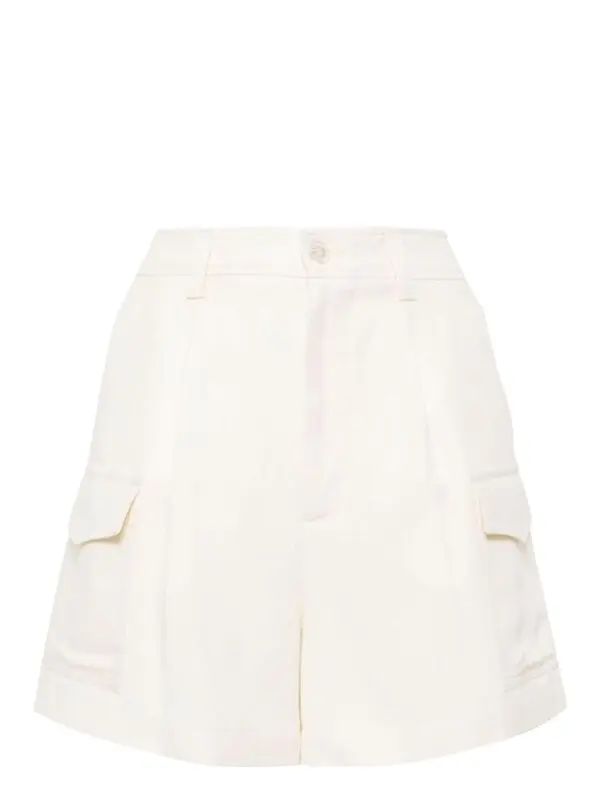 Woolrich Linen Blend High-waisted Pleated Cargo Shorts - No