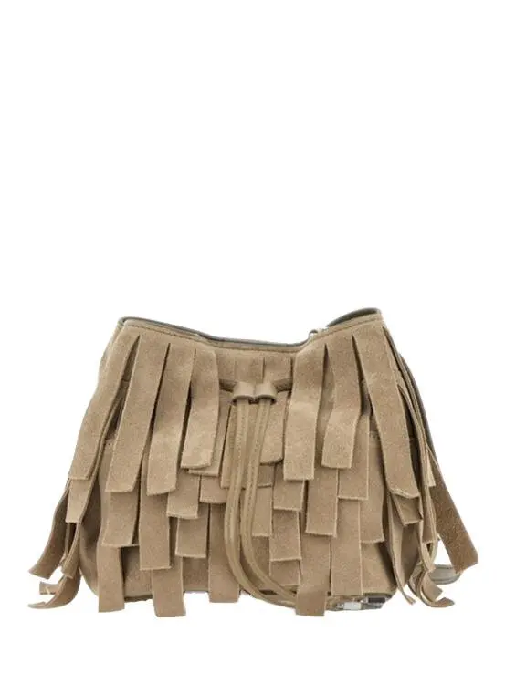 Hogan Fringe Mini Bucket Bag - Nude