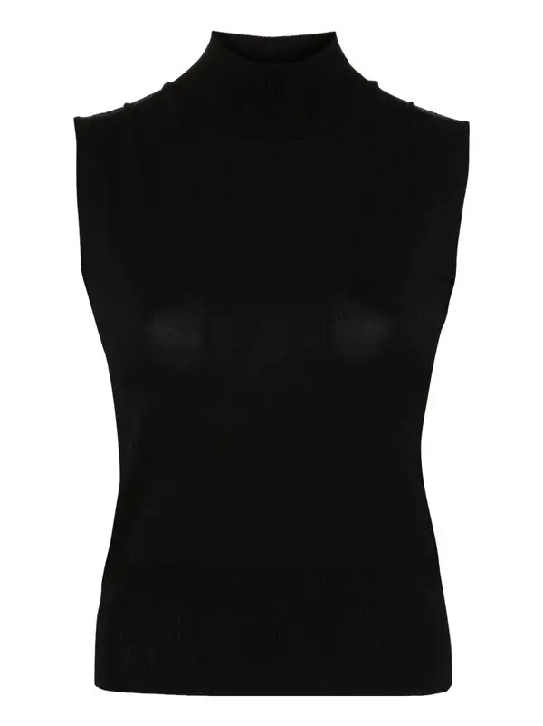 ERMANNO FIRENZE Sleeveless High Neck Top With Cut-out Detail - Black