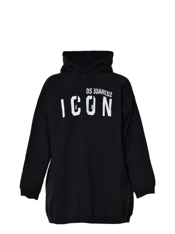 Dsquared2 Logo Printed Drawstring Hoodie - Black