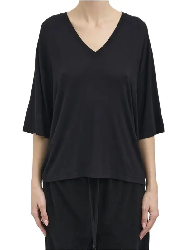 THOM KROM Short-sleeved V-neck T-shirt - Black