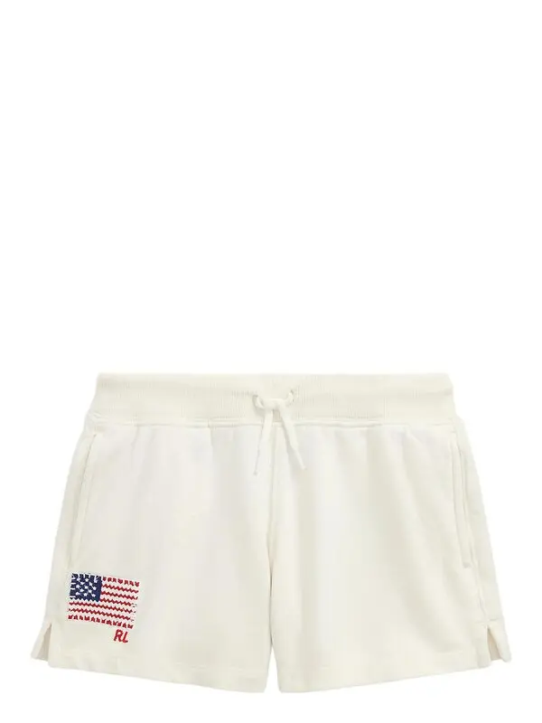 Ralph Lauren Flag Appliqué Ribbed Shorts - White