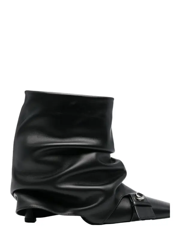 Attico Pleated Ankle Boots - Black