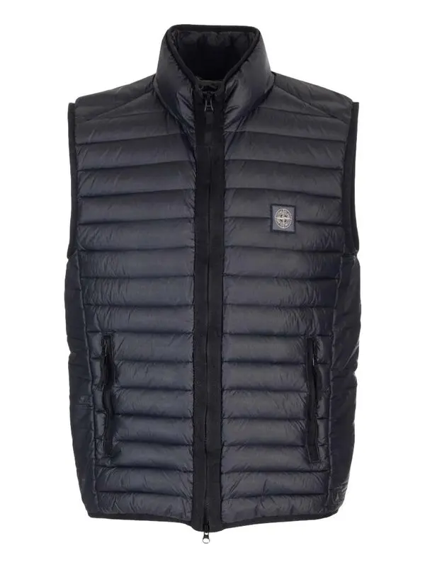 Stone Island Logo Patch Puffer Vest - Blue
