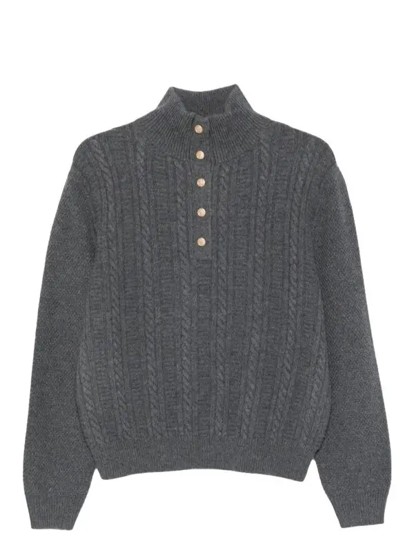 A.p.c. Cable-knit Button Placket Sweater - Grey