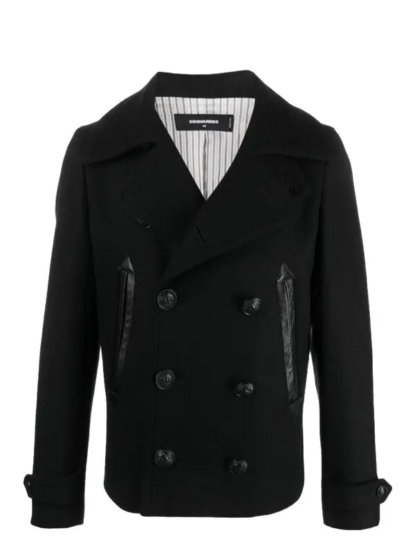 Dsquared2 Double-breasted Sailor Peacoat - Black
