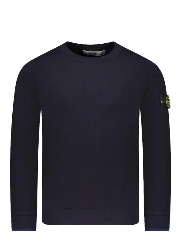 Stone Island Compass Patch Crewneck Jumper - Blue