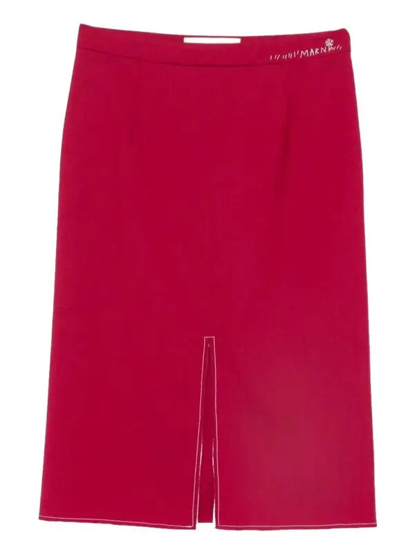 Marni Split-hem Midi Skirt - Red