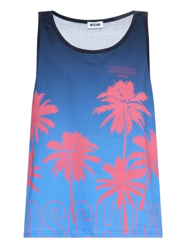 Moschino Palm-tree-print Tank Top - Blue