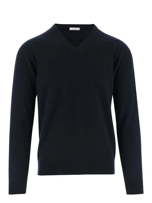 Malo Fine-knit Cashmere V-neck Jumper - Black