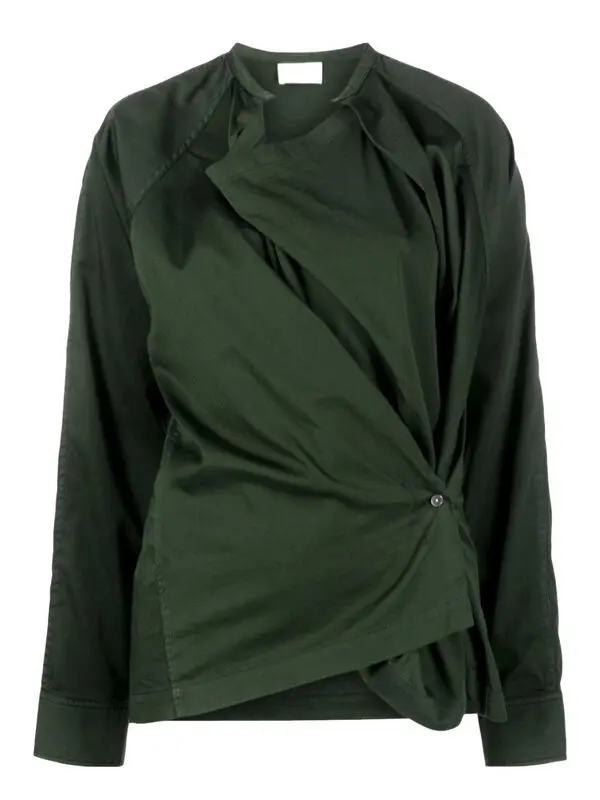 LEMAIRE Band Collar Asymmetric Shirt - Green