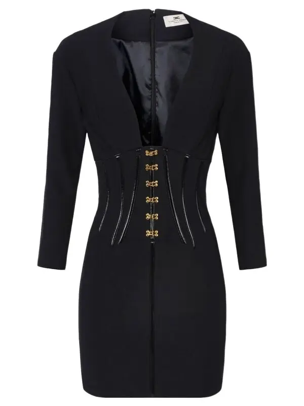 Elisabetta Franchi Corset Detail Mini Dress - Black