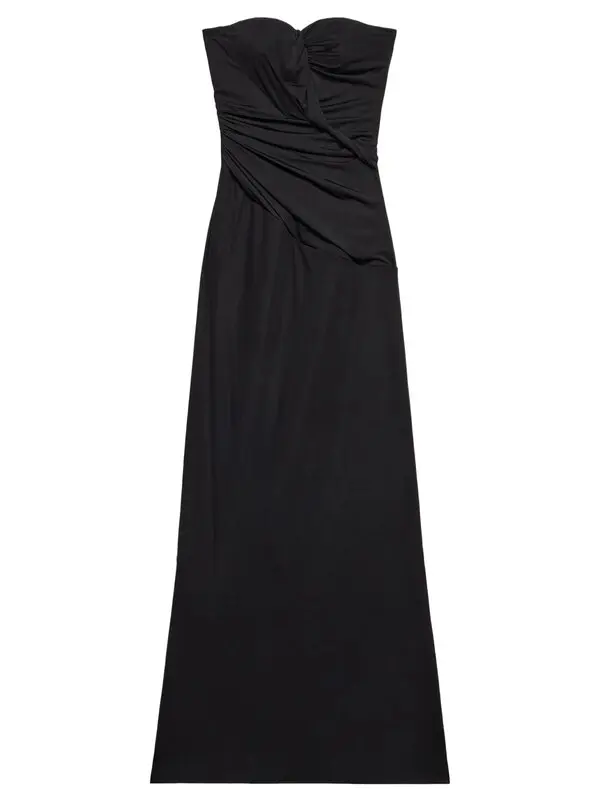 Blumarine Strapless Maxi Dress With Pleated Detail - Black