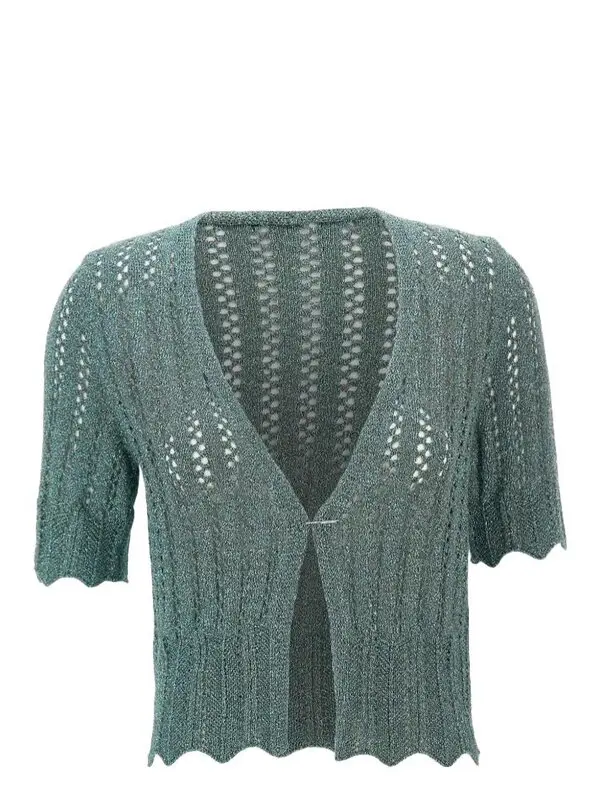 KAOS Openwork Cropped Cardigan With Metallic Sequins - No