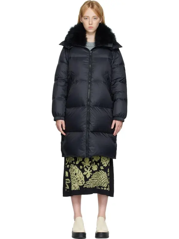 YVES SALOMON Logo Quilted Down Jacket - Black